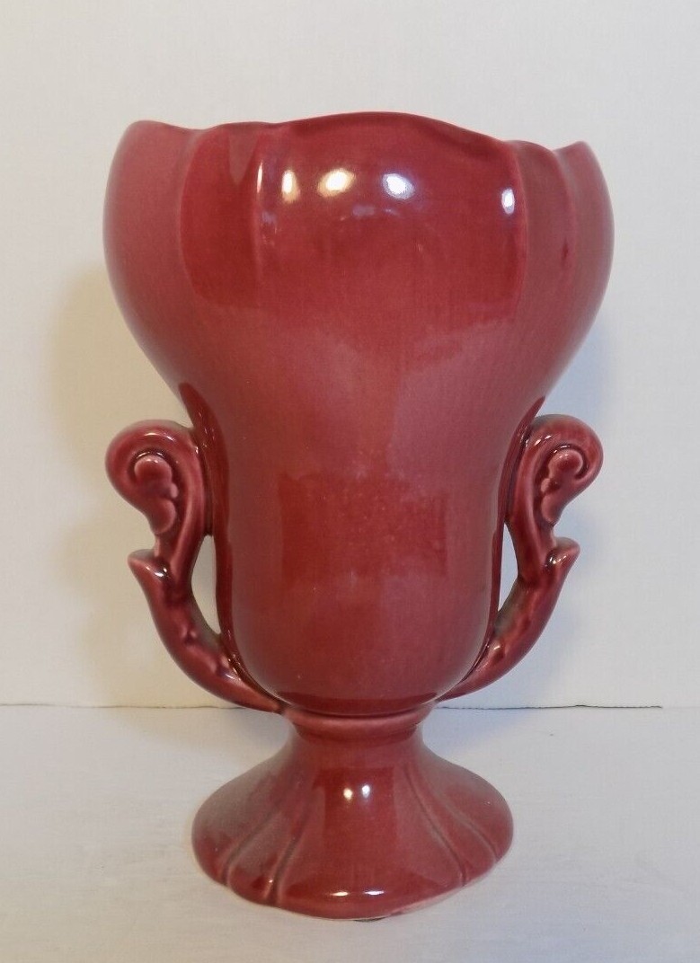 Vintage Red Wing Vase Two Handled Red #1053 8" x 5.5" | eBay