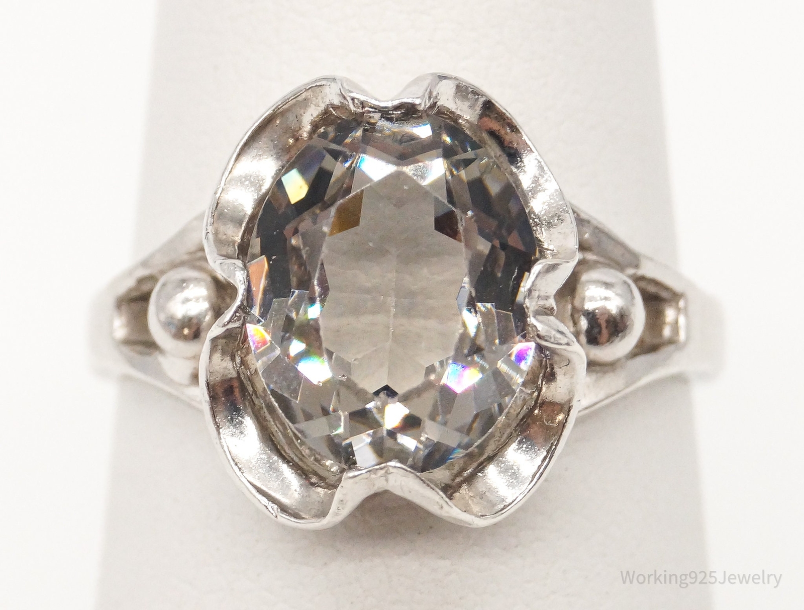 Antique Designer Art Glass Sterling Silver Ring - Siz… - Gem