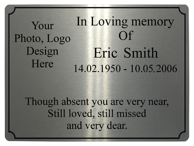 Custom Personalised Photo Design Memorial Metal Aluminium Plaque ...