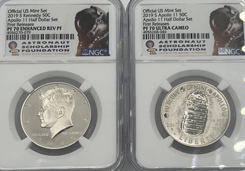 2019 S APOLLO 11 KENNEDY HALF DOLLAR SET NGC PF 70 FIRST RELEASES ASF ...
