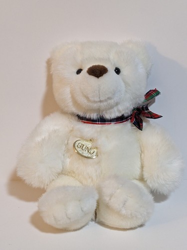 Gund White Fur Teddy Bear Tiptoe #2266 Stuffed Animal Plush 1990 13" | eBay