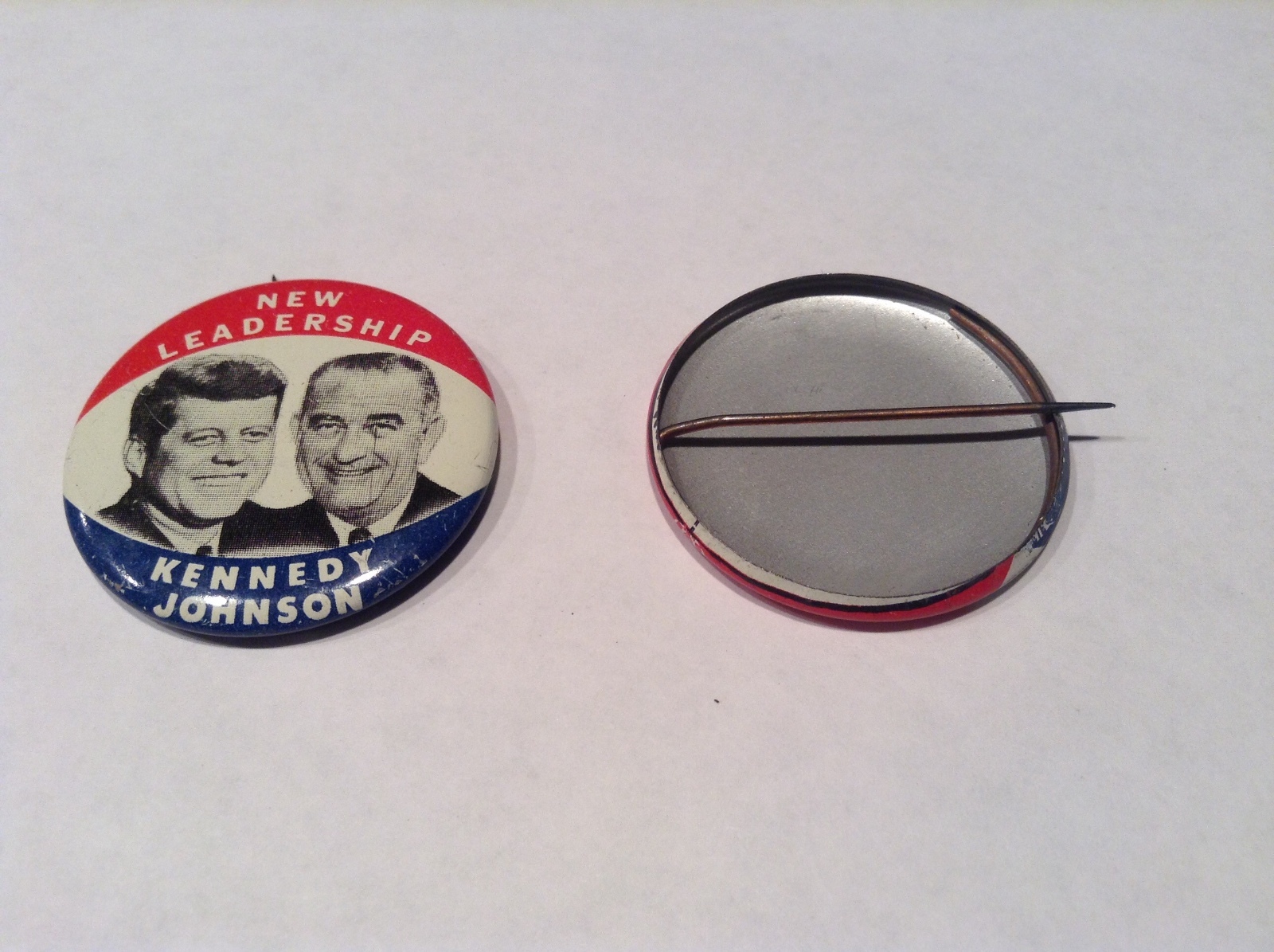 Genuine 1960 Kennedy Johnson Campaign Button "New Leadership" 1.5" JFK ...