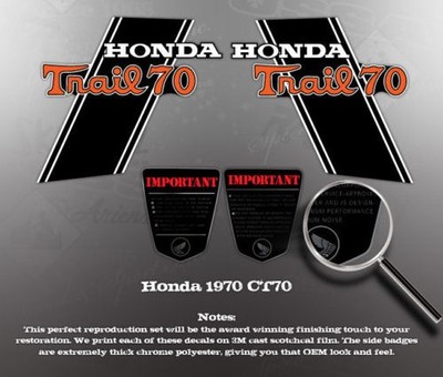 HONDA 1970 CT70 FRAME COVER DECAL GRAPHIC SET LIKE NOS | eBay