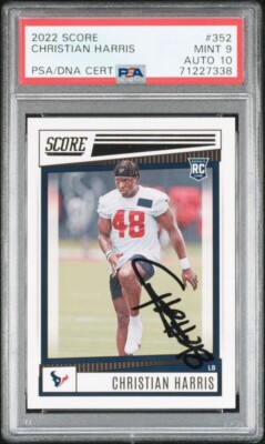 2022 Panini Score Football #352 Christian Harris RC Houston Texans PSA ...