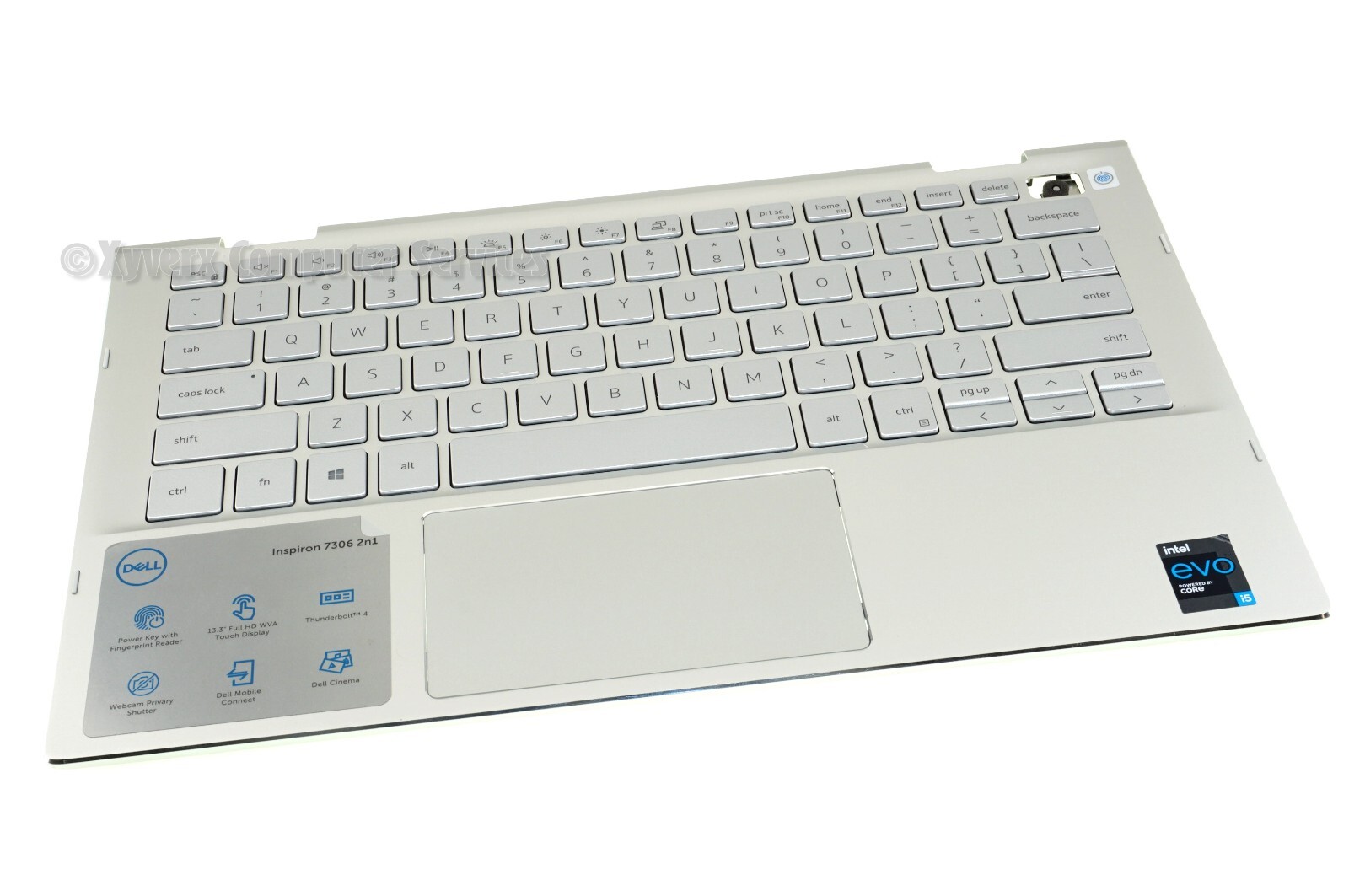 DWWXK 2RVRV OEM DELL TOP COVER W KEYBOARD BL INSPIRON 7306 2N1 P124G (B ...