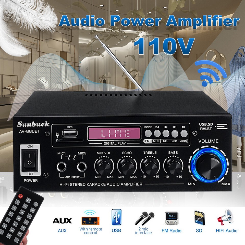 2000W 2 CH bluetooth 5.0 HIFI Power Amplifier Audio Stereo Amp Home Car ...