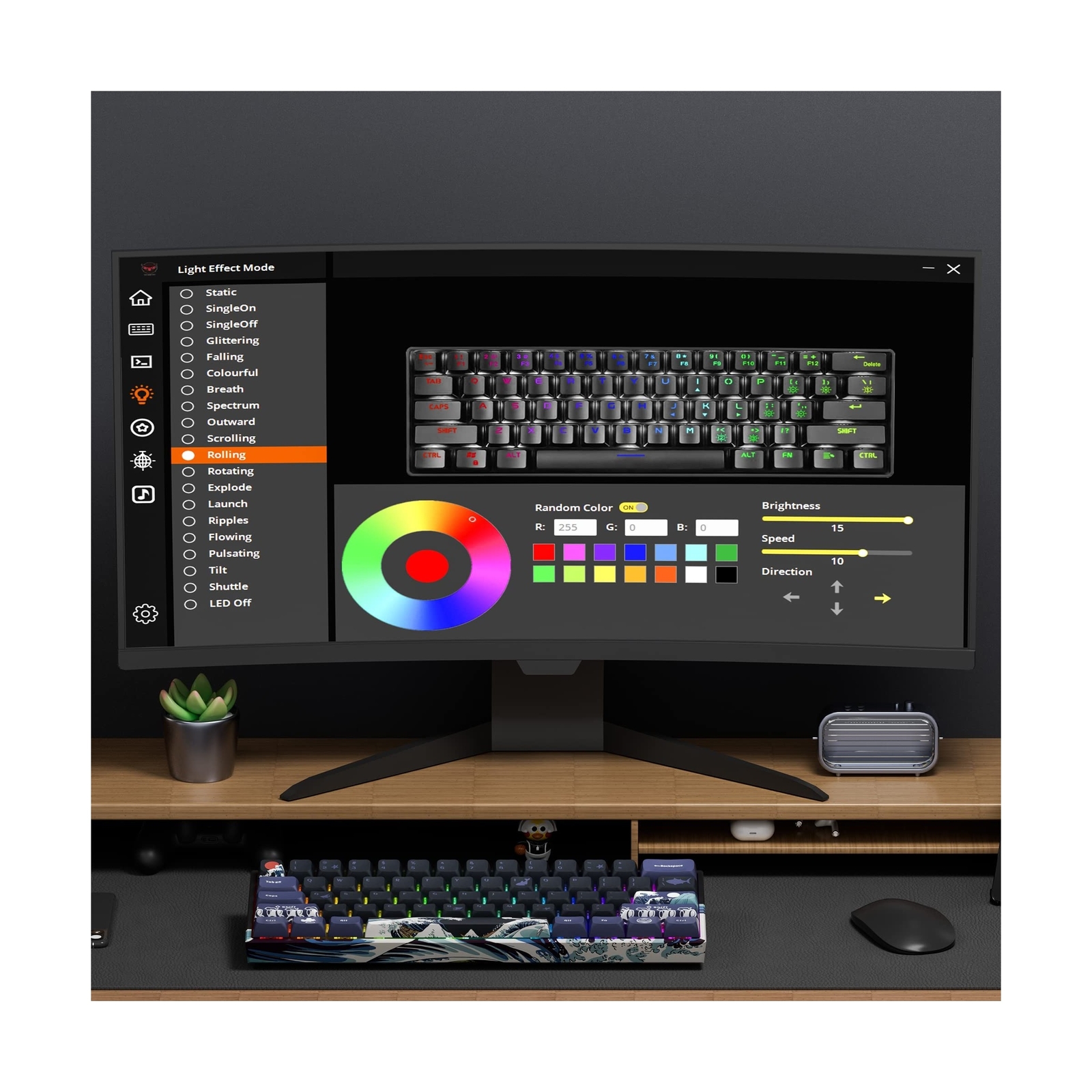 HITIME XVX 60% Gaming Keyboard, Rechargeable RGB Wireless Mechanical ...