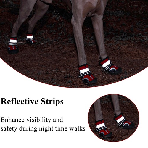 4 X Small Medium Large Dog Shoes Boots Paw Protect Reflective Strip ...