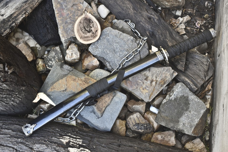 Ashen Edge Forged ATS-34 Steel Sword Paracord Wrapped D2 Tool Steel ...