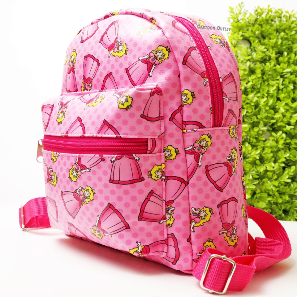 Princess Peach Super Mario Mini Backpack Purse Faux Leather Bag Gift ...