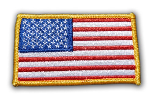 U.S. Flag Embroidered Patch w/ Gold Border - 3x2 inch | eBay UK