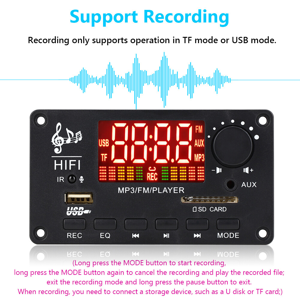 2x50W Amplifier Bluetooth-compatible MP3 Decoder Board (Silicone Remote ...