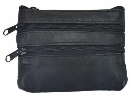 Black Genuine Leather Men's Coin Purse Front Pocket keychain Change ...
