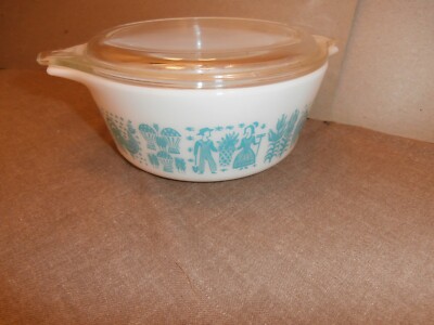 Vintage 472 Pyrex Amish Butterprint Turquoise 1 1/2 PT Dish w/ 470-C ...