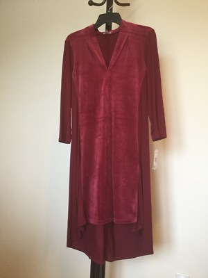 NWT Women’s SPENSE V-neck 3/4sleeve Red/maroon Asymmetric Stretch Dress ...