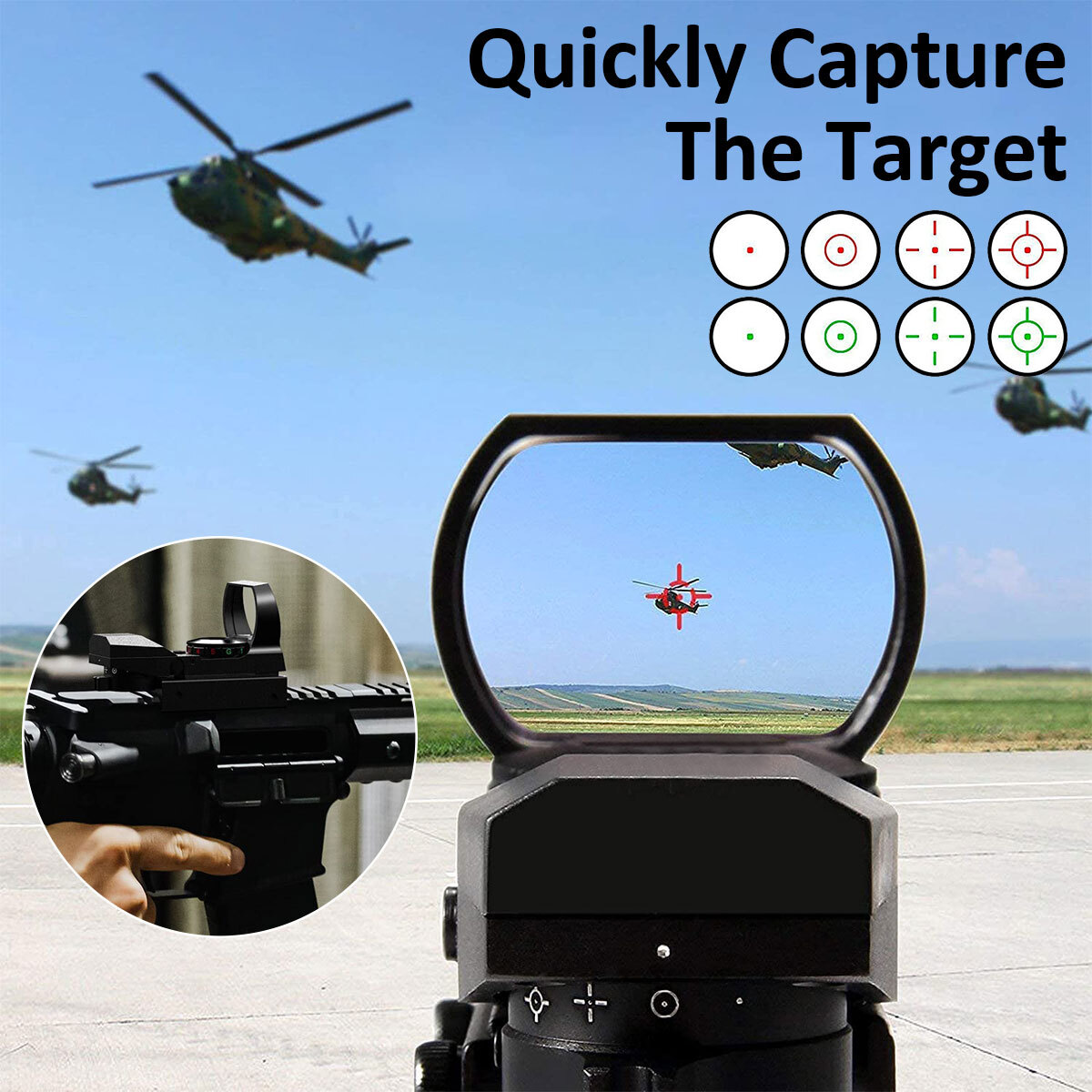 Reflex Red/Green Dot Sight 4 Reticles Gun Sight Scope for 20mm ...