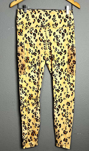 NWT Fabletics Medium Mila High Waisted Leggings Yellow Desert Leopard ...