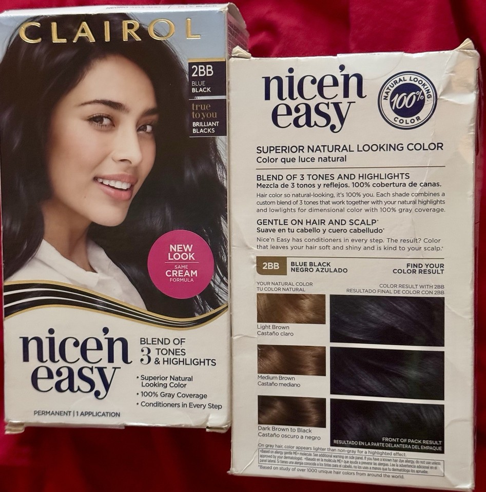 CLAIROL Nice'n Easy #2BB BLUE BLACK Permanent Hair Color Hair Dye 2 ...