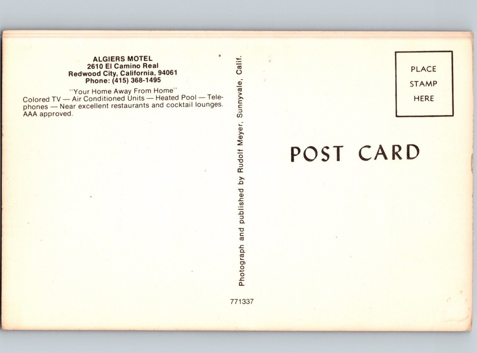 c1960 Algiers Motel Redwood City California CA San Mateo County NEON ...