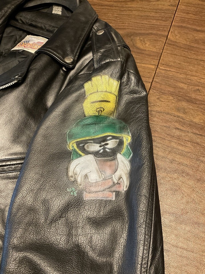 Vintage EXCELLED Custom Genuine Leather Motorcycle Jacket 48 Tall ...