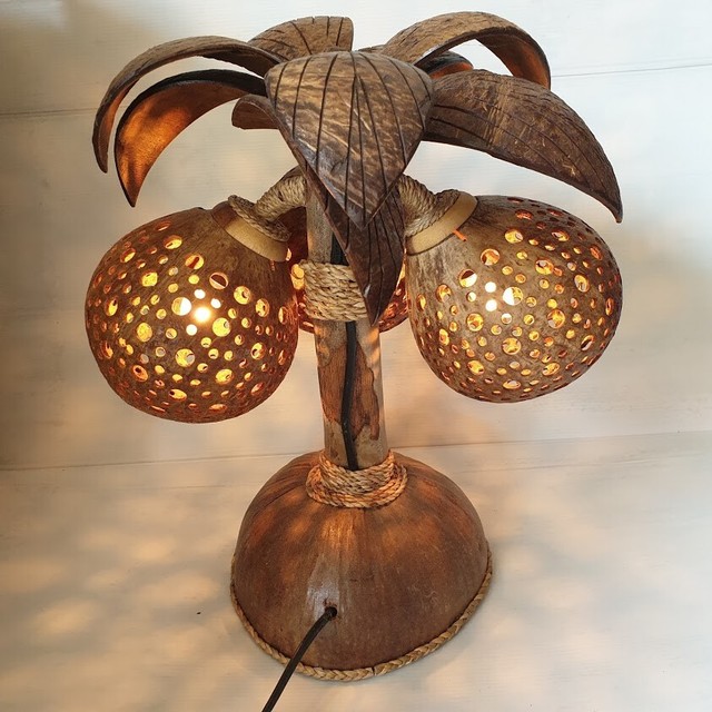 Coconut Tree Lamps Lighting Coconut Shell Home Decoration Handmade Desk ...