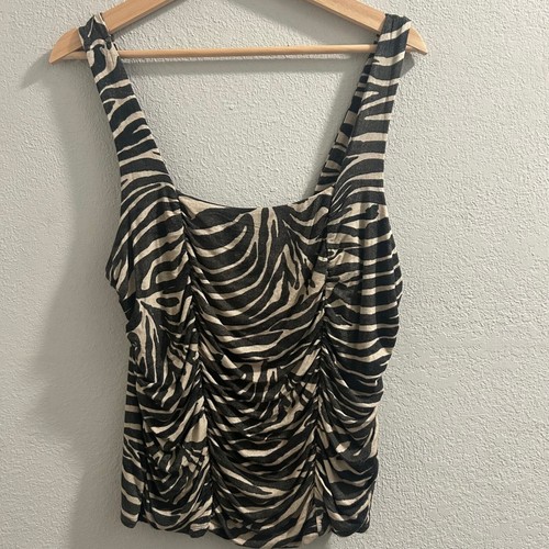 Express Zebra Print Tank Top NWT Ruched Sleeveless Animal Print XL | eBay
