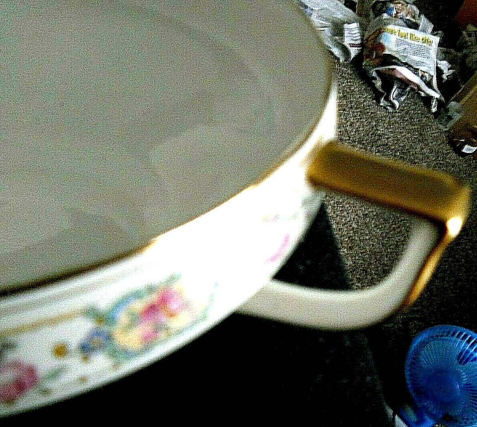 Pope Gosser China USA large handled dish w/pretty floral pattern & gold ...