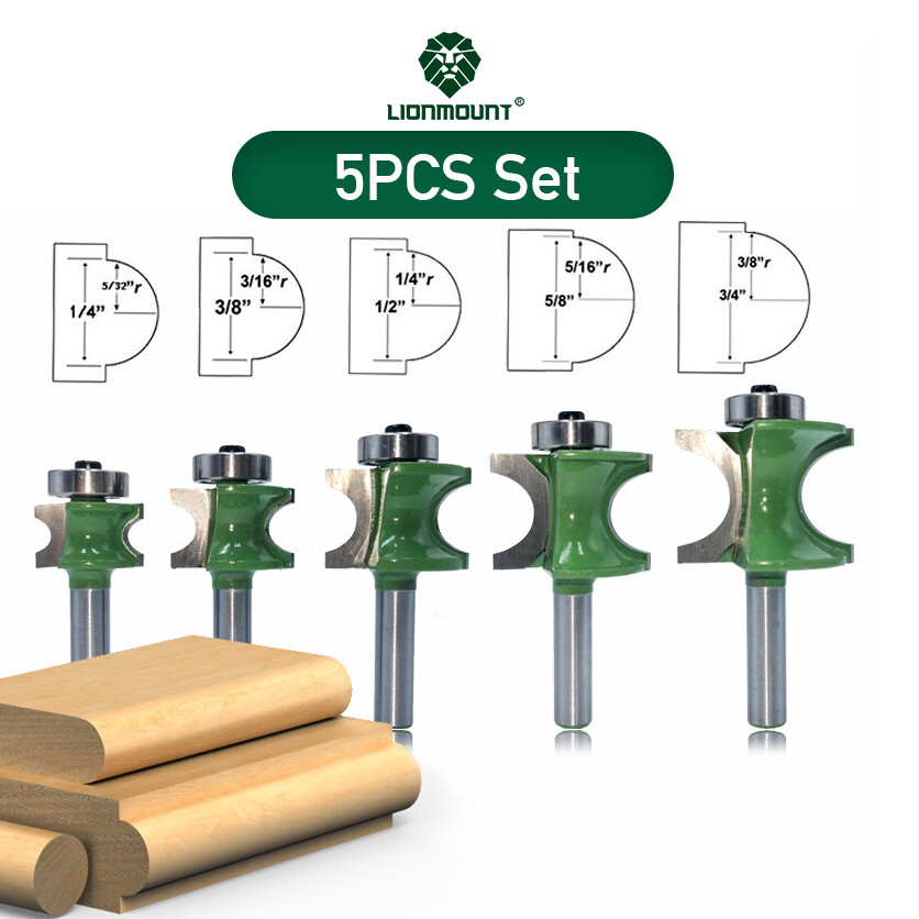 8mm Shank Bullnose Router Bit Set Bead Edge Moulding Profile Dowels ...