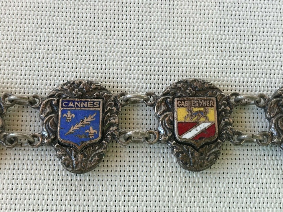 Vintage AA Lyon France french silver tone metal filigree enamel charm ...