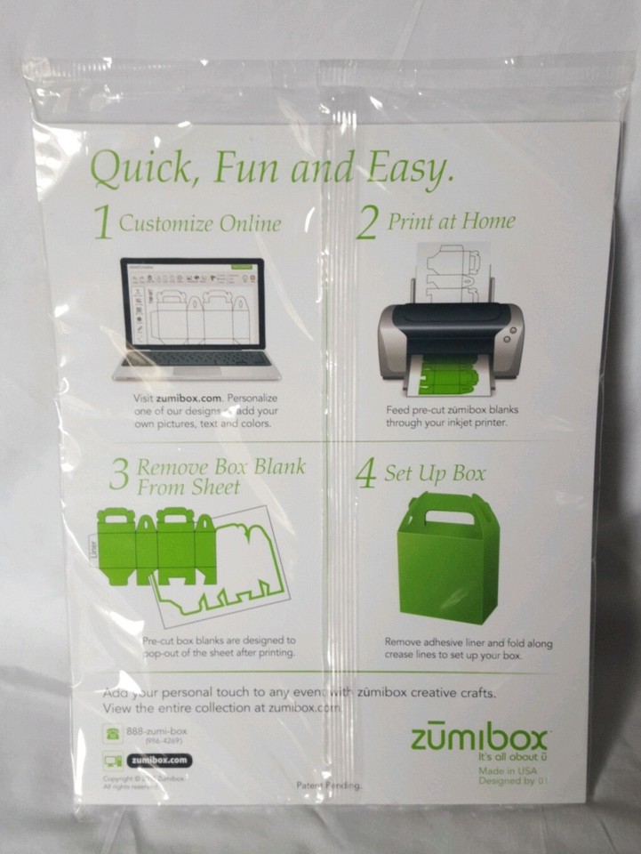 Zumibox DIY Cube Box Matte White #4052 Ink Jet Package of 12 Pre-Cut ...