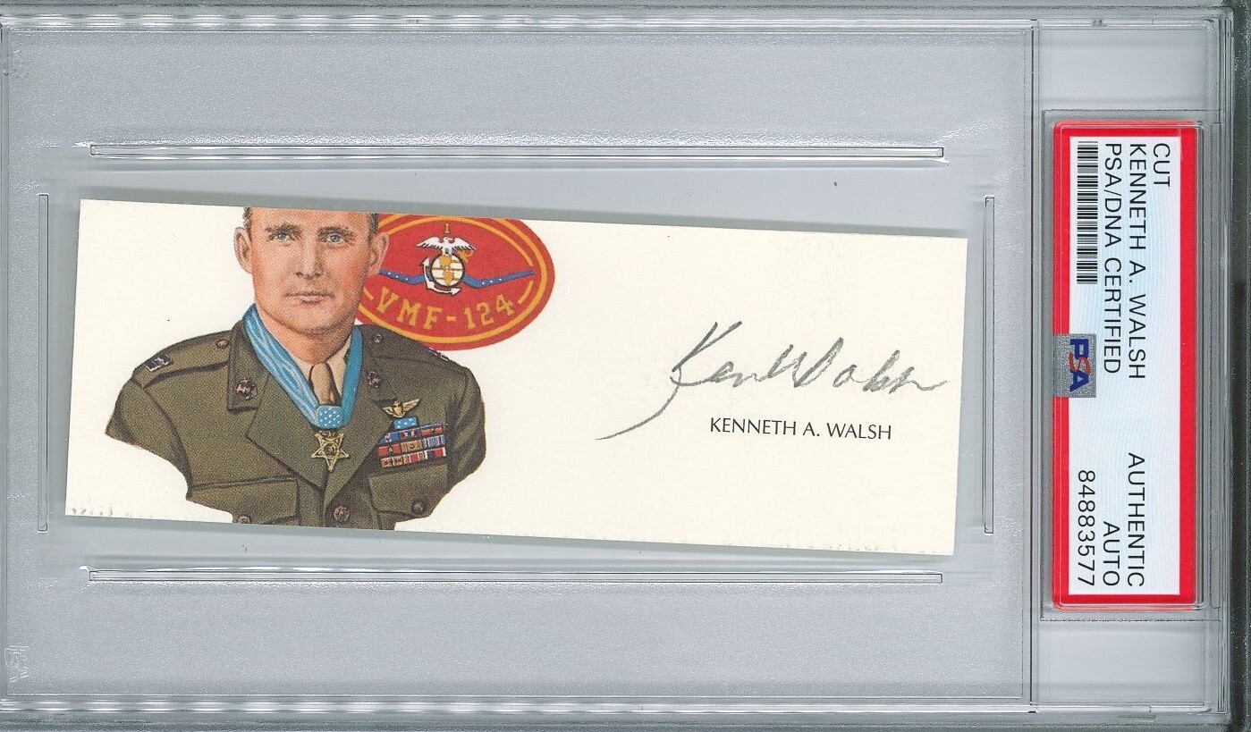 Kenneth Walsh Autographed Signed Cut Signature PSA DNA (D) Wwii Ace Moh