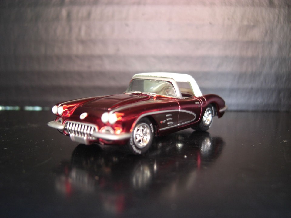 1958 Chevy Corvette Rubber Tires Cragar Wheels Red Chrome Loose 1/64 ...