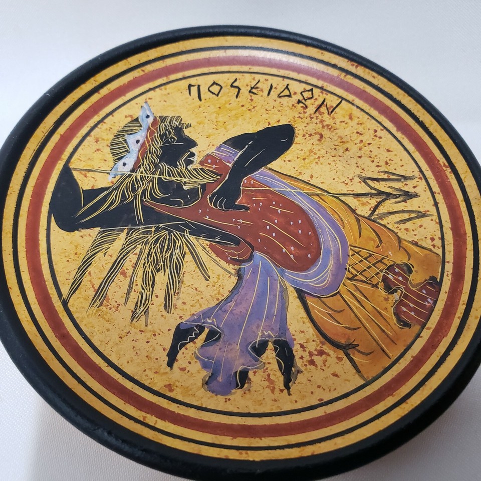 Poseidon God of The Sea Neptune Ancient Greek Hand Painted Art Pottery ...