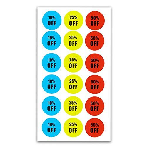 10% 25% 50% Sale Price Stickers Labels Percent Off Stickers for Retail ...