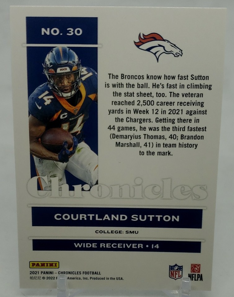 2021 Panini Chronicles Football Courtland Sutton Base Card #30 Denver ...
