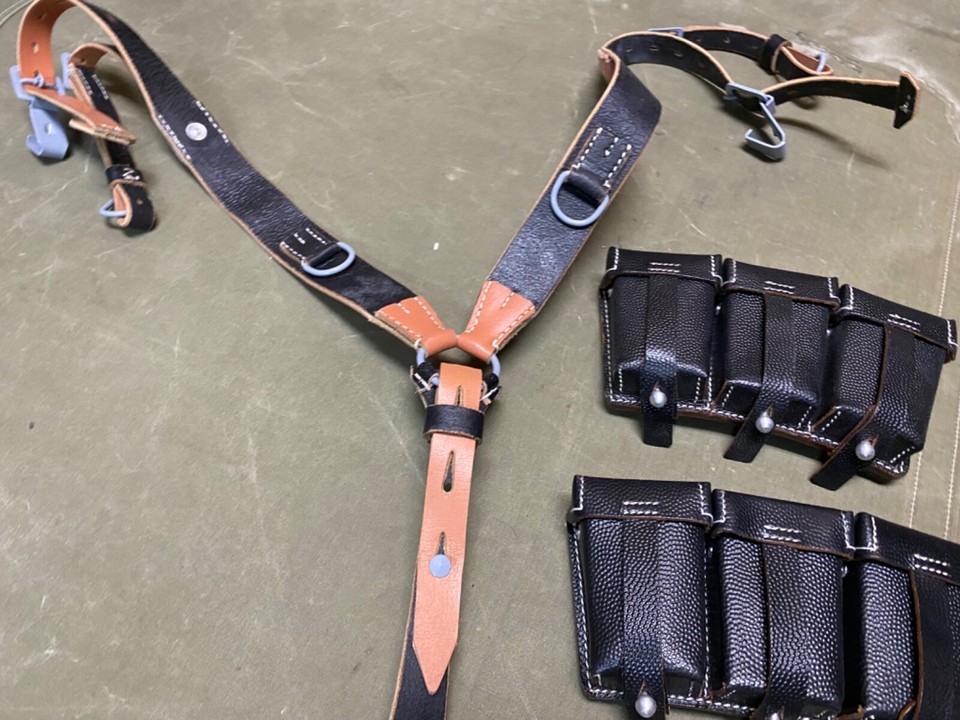 WWII GERMAN M31 WAFFEN M31 k98 RIFLE AMMO POUCHES, Y-STRAPS, GRENADE ...