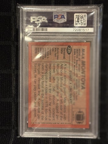1983 Topps #239 Max Montoya Rookie RC PSA 9 MINT Bengals All Pro / Pro ...