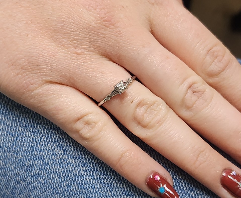 Vintage ORANGE BLOSSOM Signed 17k White Gold Diamond Engagement Promise ...