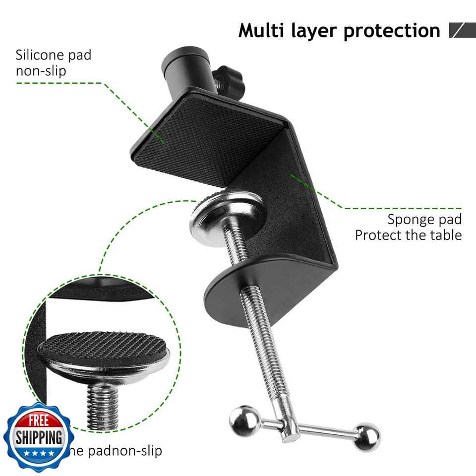 Frgyee Heavy Duty Metal Table Mount Clamp, Metal Desk Clamp for Mic ...