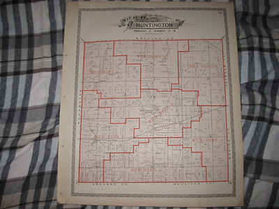 ANTIQUE 1896 HUNTINGTON TOWNSHIP CITY LORAIN COUNTY OHIO MAP W LAND ...