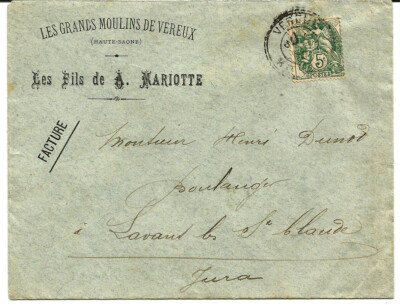 Vereux (70) Enveloppe 1907. Les Grands Moulins de Vereux.Mariotte. | eBay