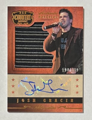 Josh Gracin 2014 Panini Country Music Worn Relic Auto Autograph #SI-JG ...
