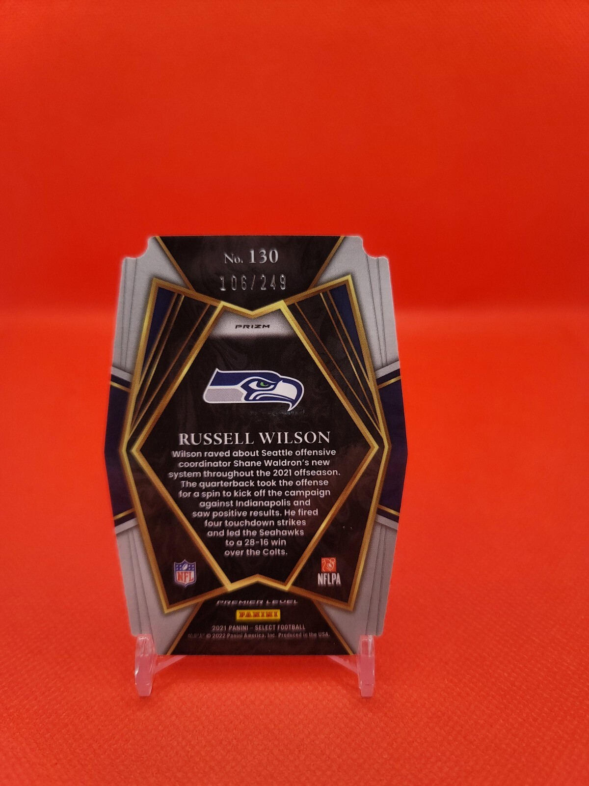 2021 NFL Select Russell Wilson Premier Level Orange Die Cut Prizm ...