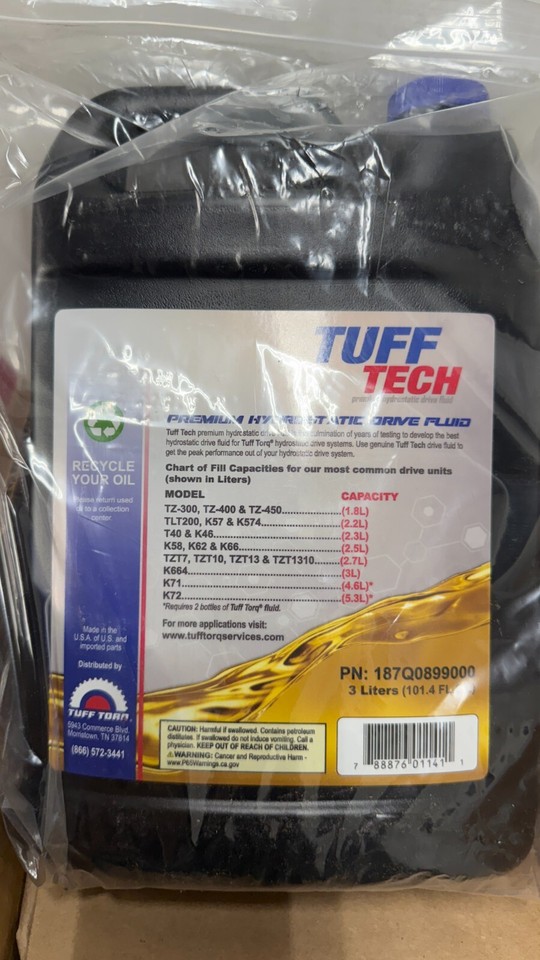 Tuff Torq Tuff Tech Hydrostatic Transmission Oil 3L Genuine 5W50 ...