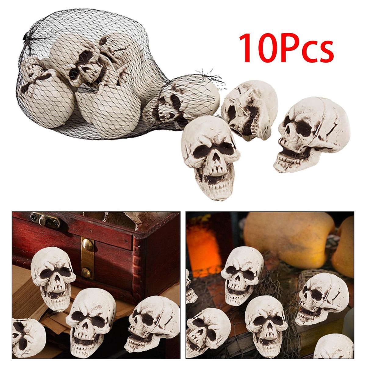 Scary Skulls Set Skull Shot Glasses Set 4 Clear Glasses, Halloween