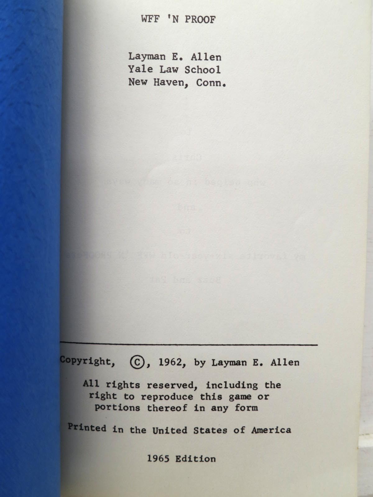 WFF 'N PROOF: Game of Modern Logic, L E Allen, 1965, Allen - VGd+ | eBay