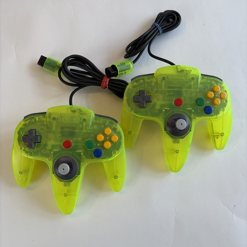 x2 Nintendo 64 N64 Original Controller - Extreme Green Neon - OEM ...