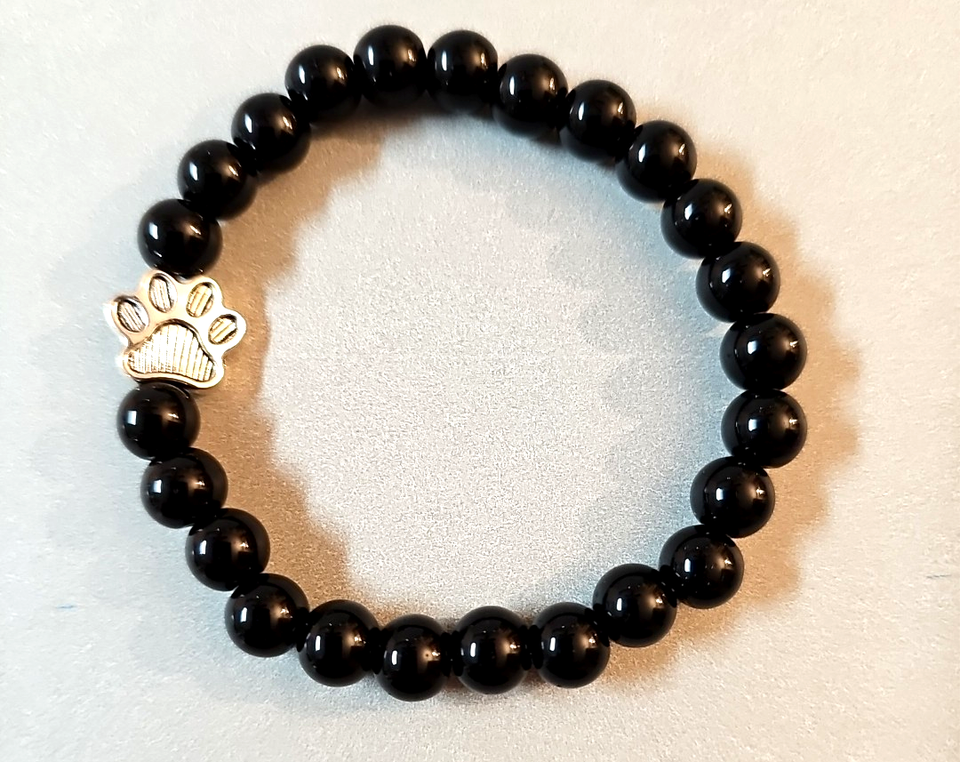 Dog/Cat Paw Print Charm Chakra Healing 8MM Round Stone Bead Stretch ...