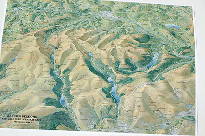 3D Aerial Panoramic Map of Brecon Beacons Central No8 Unusual Gift Idea ...