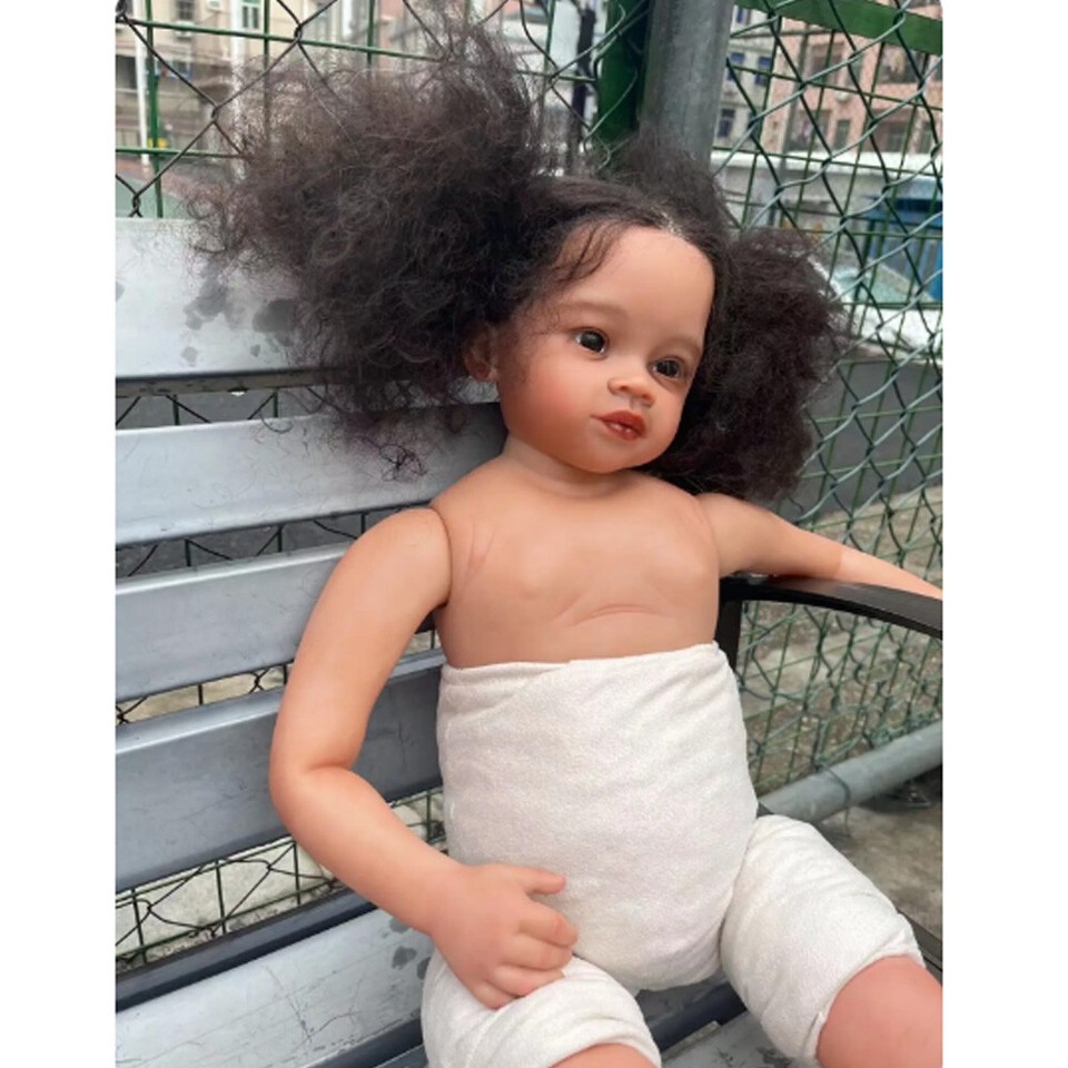 30" Reborn Baby Doll Painted Kit Toddler Girl Hand-Rooted Hair DIY Xmas ...